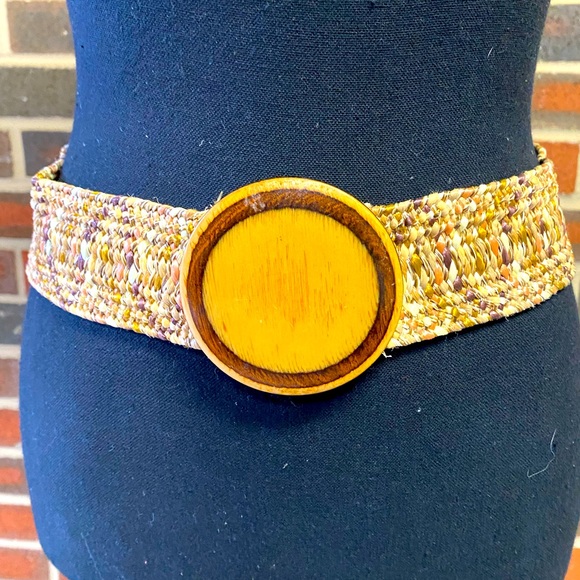 Accessories | Vintage Rattan Elastic Belt With Wooden Belt Buckle ...